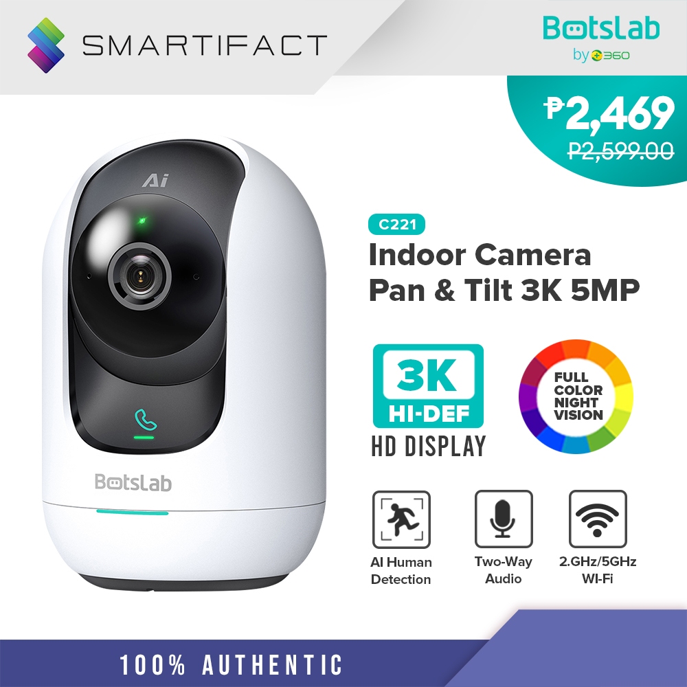 360 Botslab C221 5MP 3k Indoor Ai Camera Pan & Tilt With Nigh Vision ...