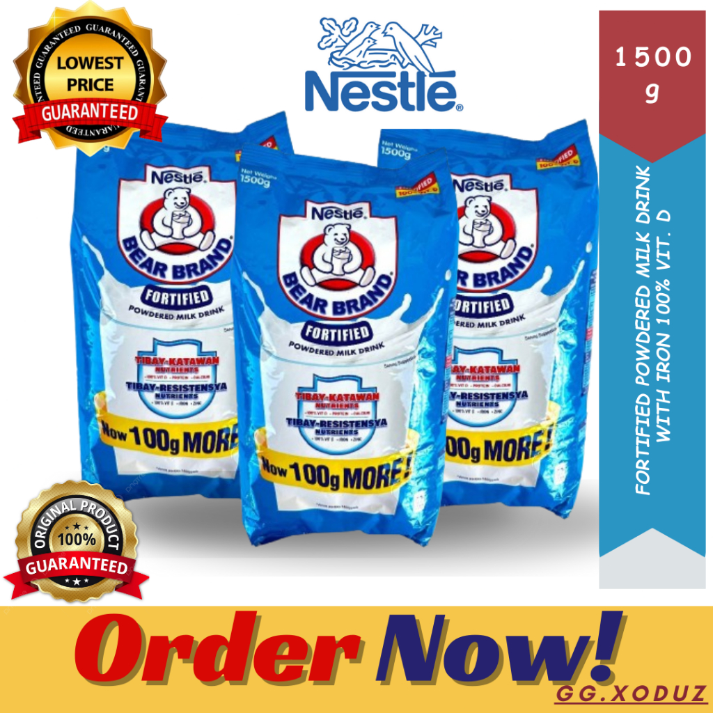 [Nestle] Bear Brand 1.5kg FORTIFIED Powdered Milk Drink with Iron 100% Vit. D | Shopee Philippines