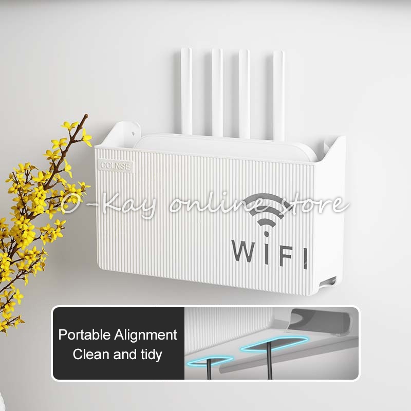O-KAY Wireless Wifi Router Shelf Storage Box Wall Hanging ABS Organizer ...