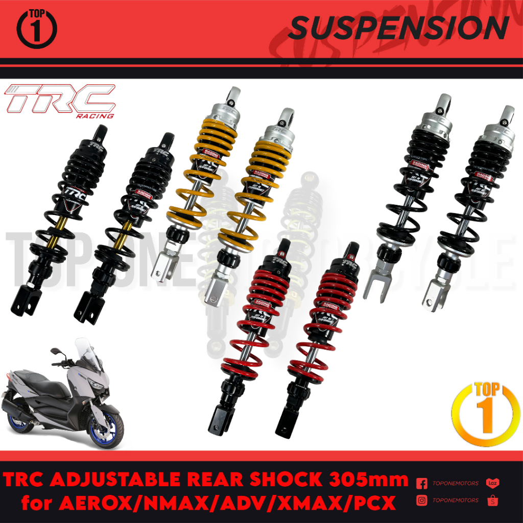 TOP1 TRC ADJUSTABLE REAR SHOCK 305mm AI-TECH SERIES for AEROX V1 V2 ...