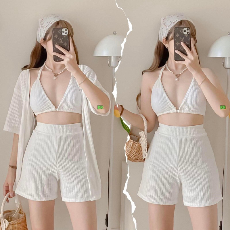 NORLETTE SEXY SUMMER STRING BRA TOP & HIGHWAIST SHORTS W/ BLAZER SUMMER WEAR FOR WOMEN SWIMSUIT ...