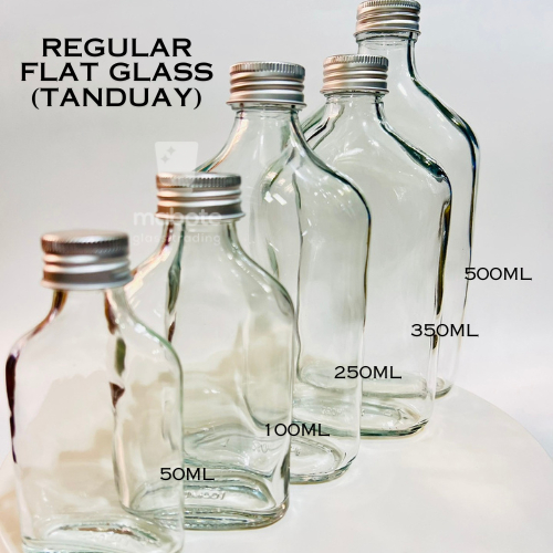 350ML Regular Flat Glass Bottle (Lapad Tanduay) Size on photo with Silver Cap | Shopee Philippines