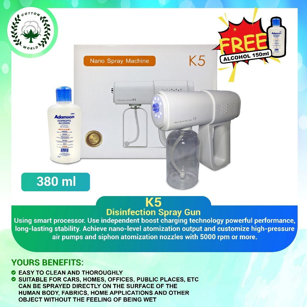 K5 380ml Sanitizer Spray Nano Disinfection Gun Wireless Rechargeable ...