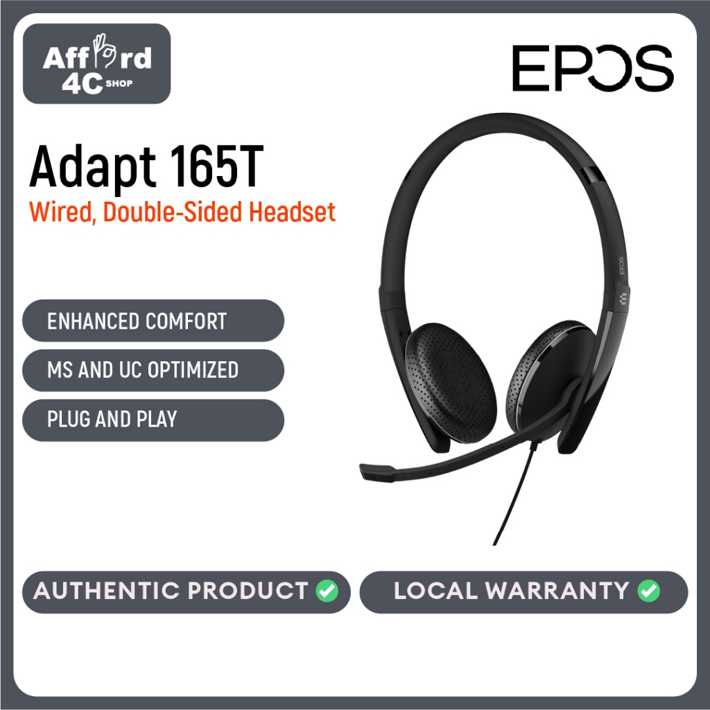 Sennheiser EPOS Adapt 165T USB II - Wired, Double-Sided Headset - 3.5mm Jack/USB Connectivity ...