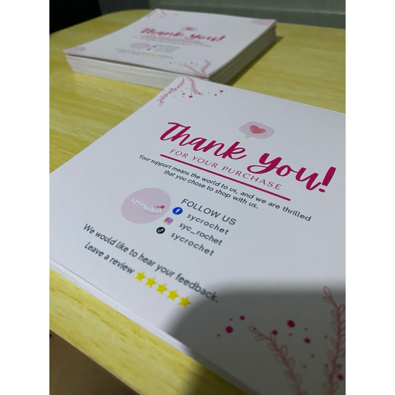 Thank you Card 8cmx8cm 50 pcs 250gsm | Shopee Philippines