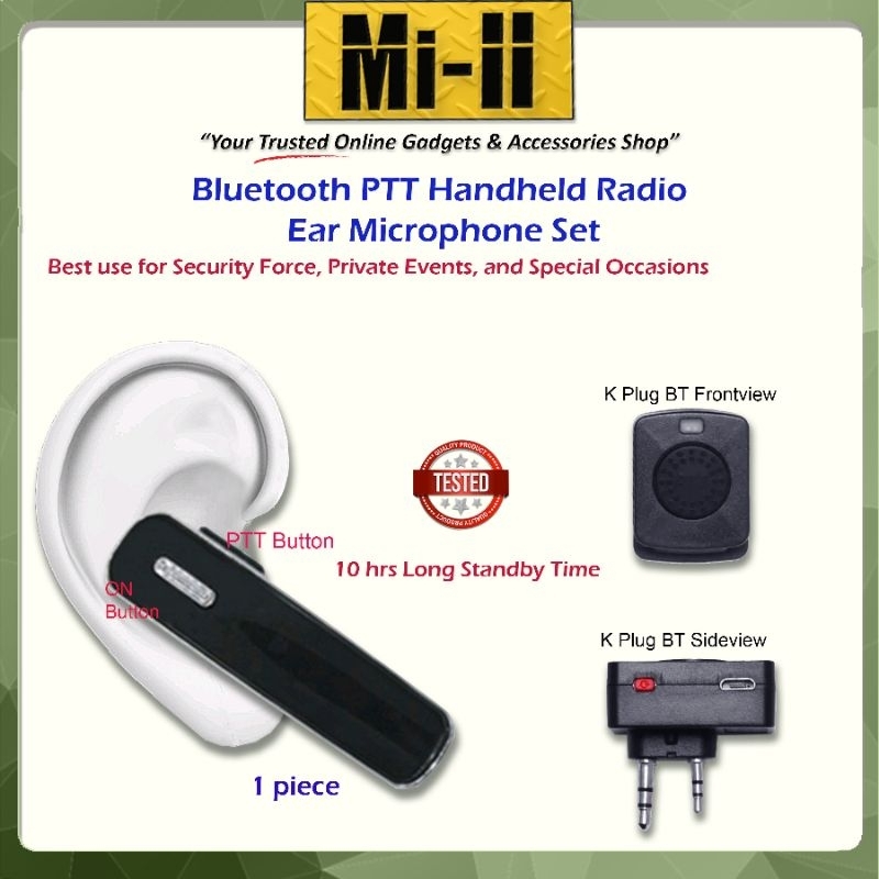 Original Bluetooth PTT, Ear Mic PTT for Kenwood TK 3000, k type plug ...