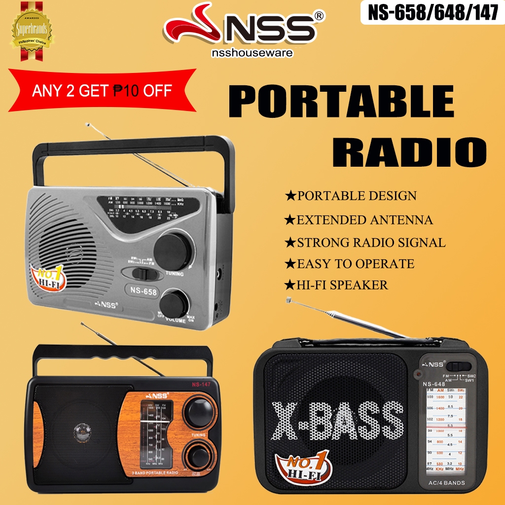 Nss Portable Radio Am Fm Sw Band Radio Hi Fi Speaker Ac Dc Battery
