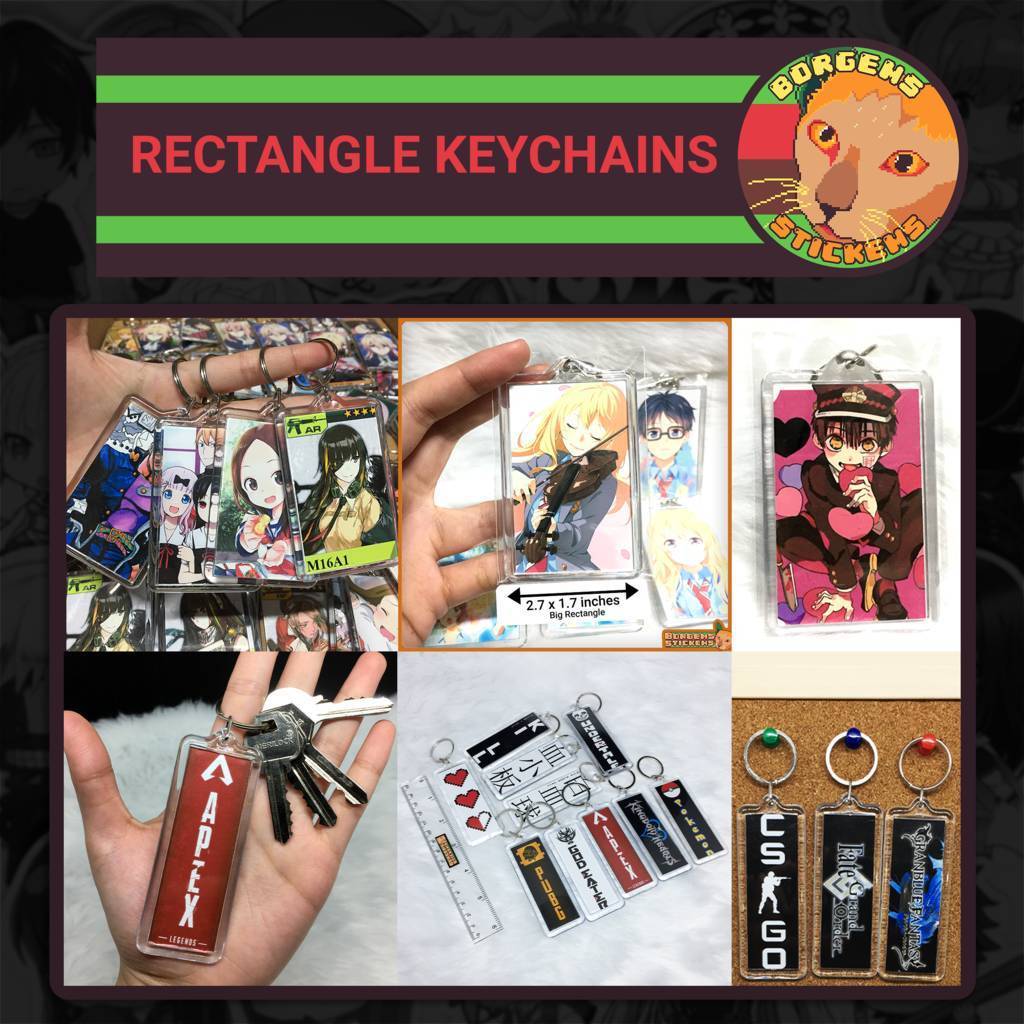 Custom RECTANGLE ACRYLIC KEYCHAINS 18pesos each / 20pcs. (SHIPS IN 1 ...