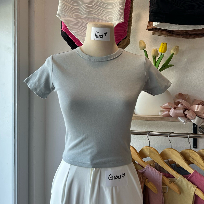 Hira• Basic Ribbed Croptop — Cotton Ribbed Top | Shopee Philippines