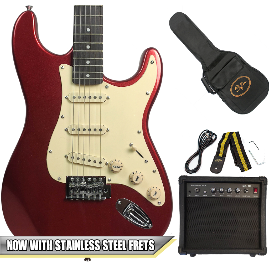 Clifton Pioneer Stratocaster Electric Guitar Package | Shopee Philippines