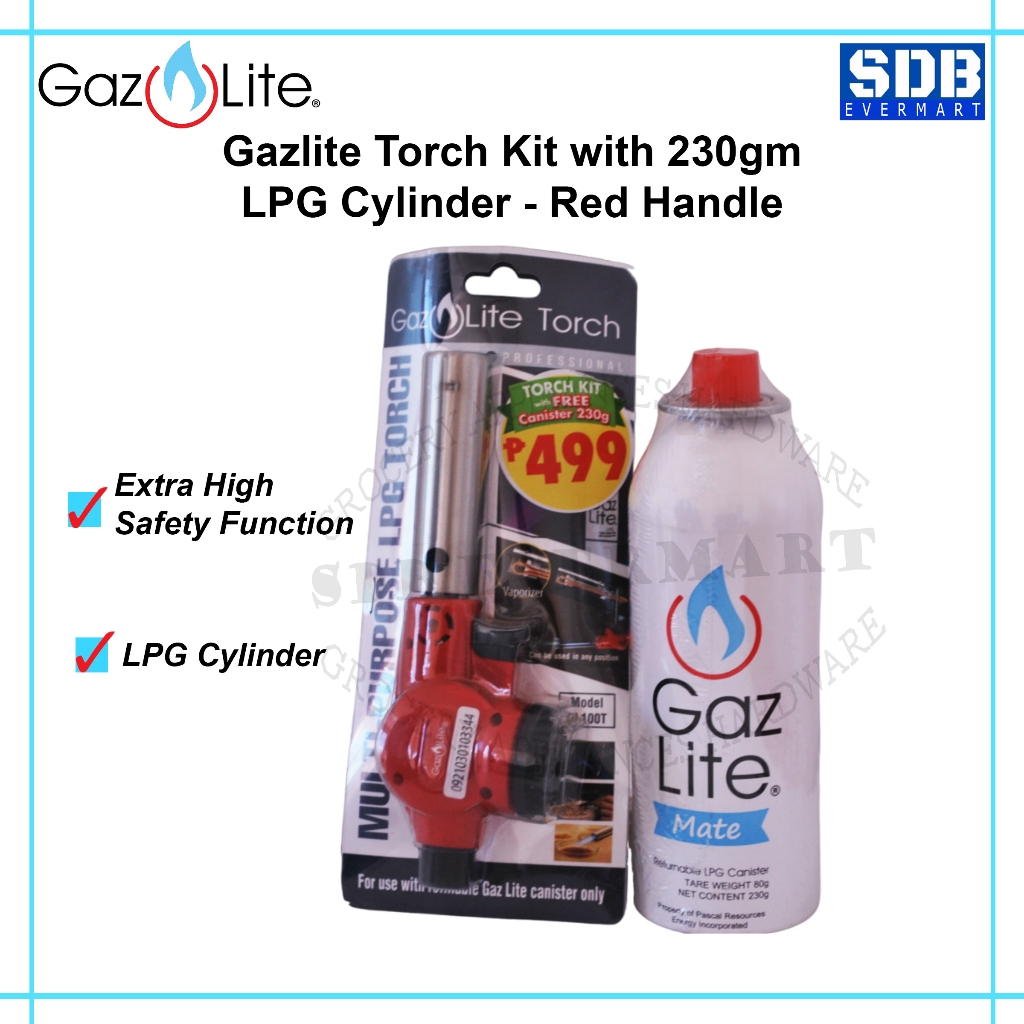 Gazlite-Torch Kit with Blow Torch & 230 grams LPG Cylinder-Red Handle ...