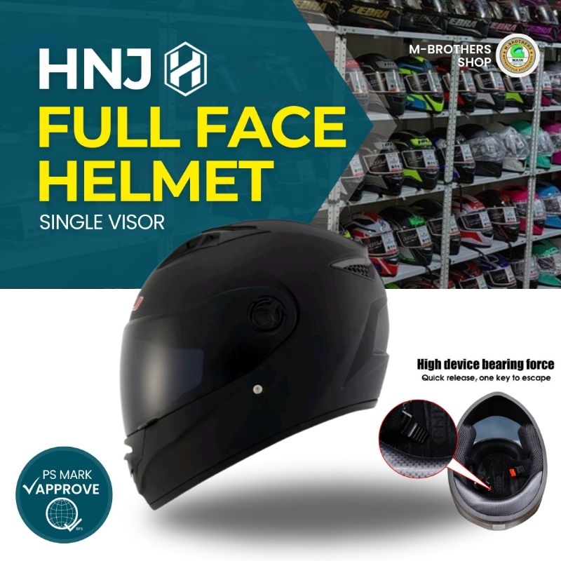 HNJ 855/A4-005 Full Face Helmet Single Visor for Men & Women | Shopee ...