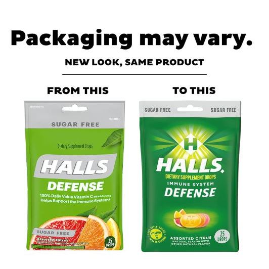 HALLS Defense Assorted Citrus Sugar Free | Vitamin C Drops, Dietary ...