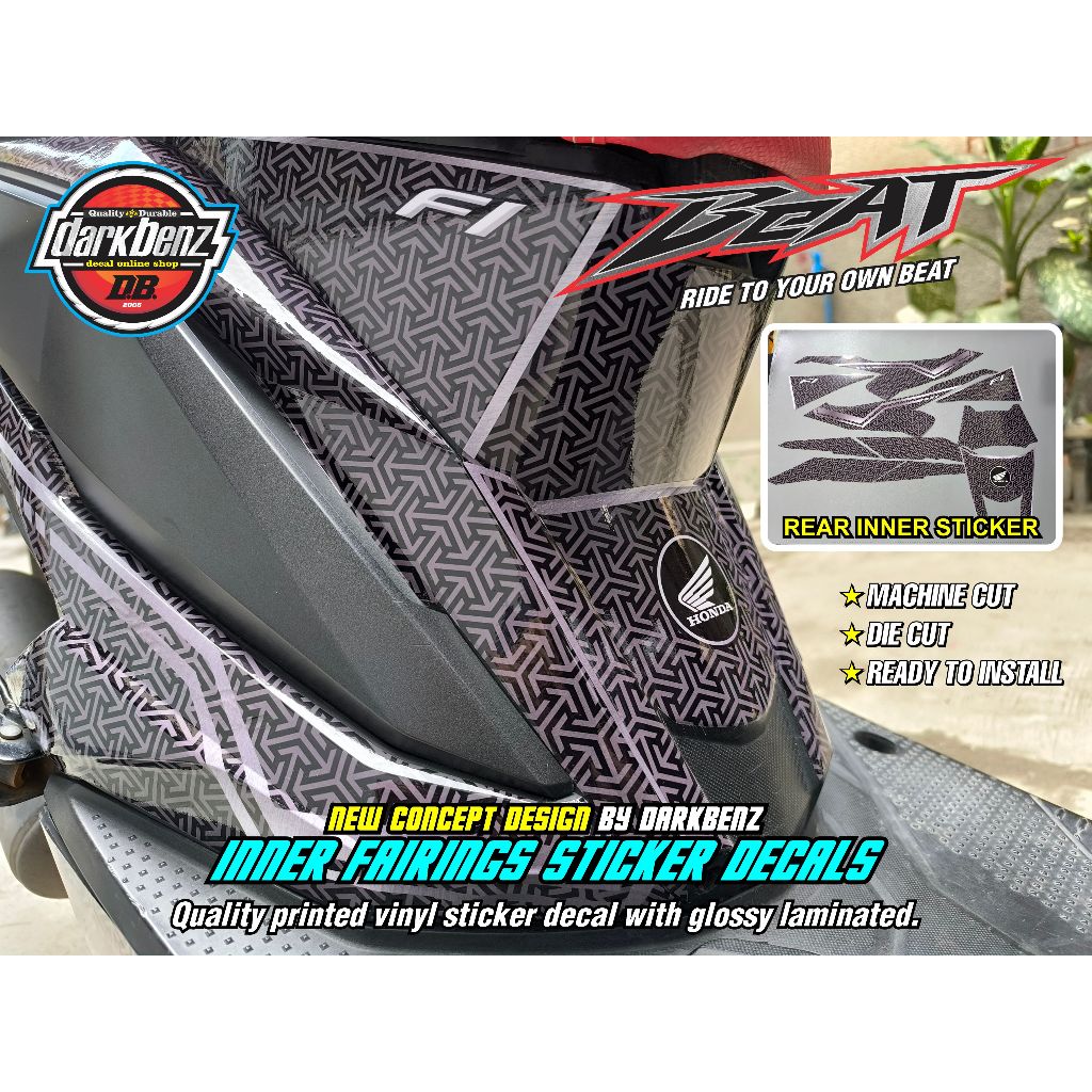 Honda BeAT Fi V2 New Rear Inner Concept Design Printed Sticker Decal ...