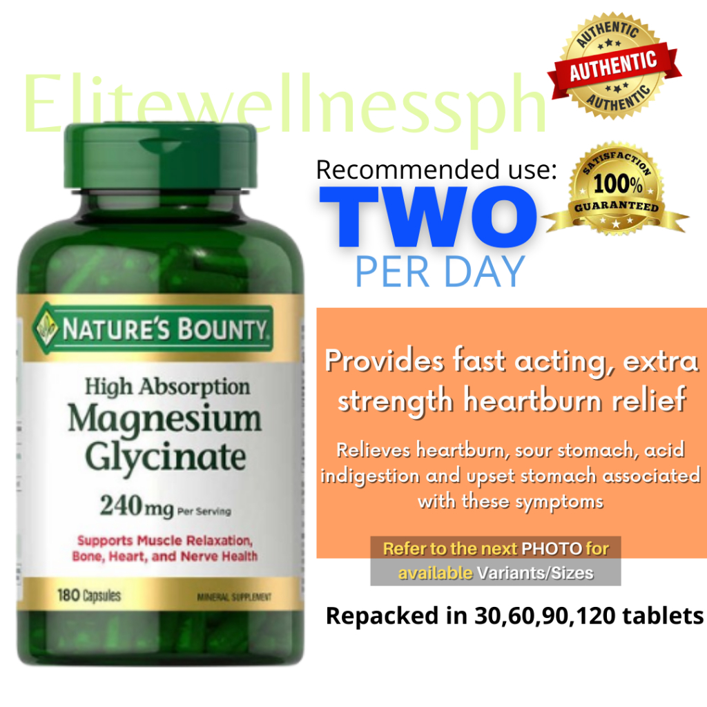 Nature's Bounty Magnesium Glycinate 240 mg,Supports muscle relaxation ...