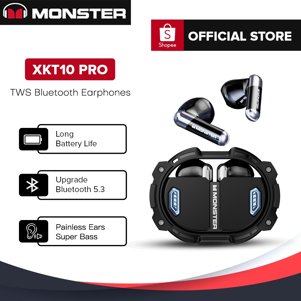 Monster XKT10 TWS Earphones Bluetooth Wireless Headphones Gaming ...