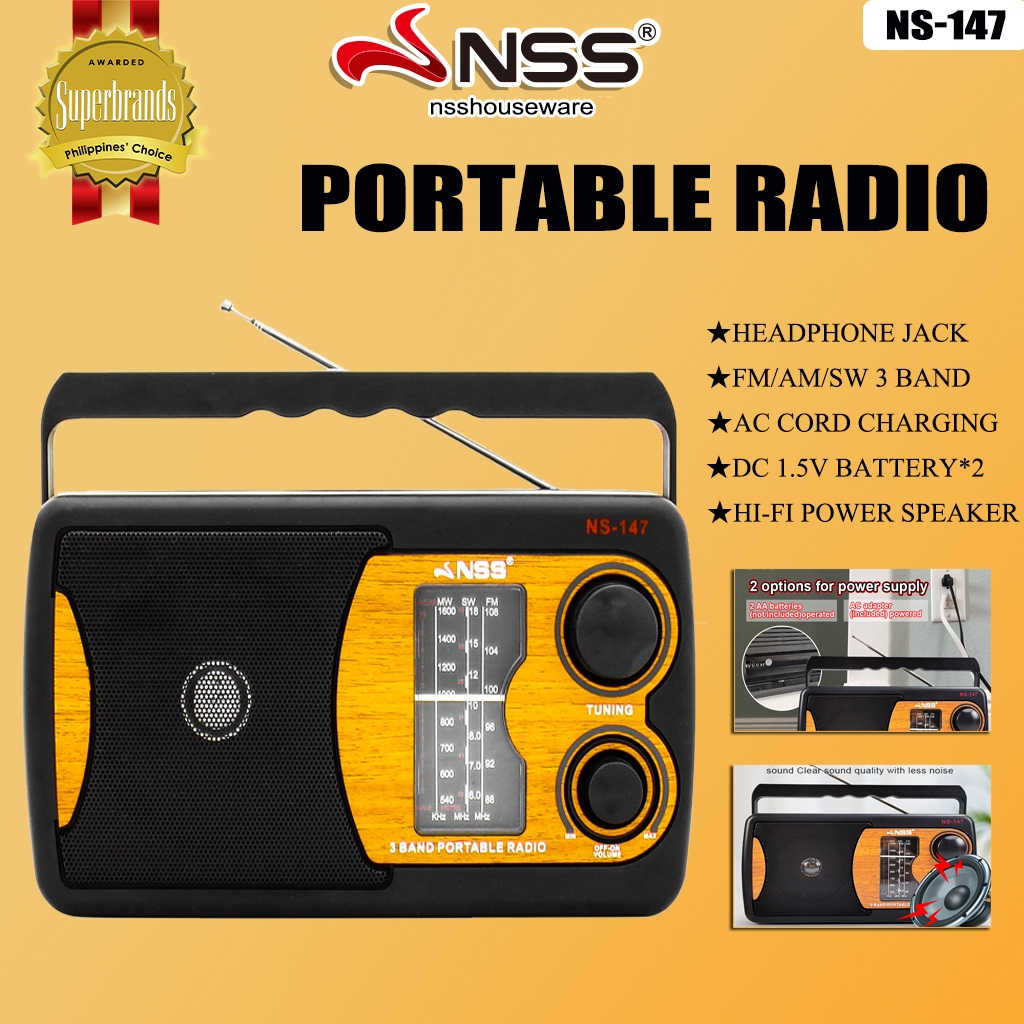 NSS Portable Radio FM/MW/SW 3BAND Multimedia Hi-FI Speaker System AC DC ...
