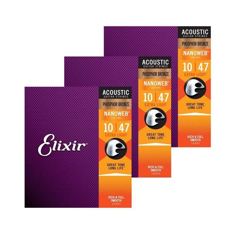 Elixir Acoustic Guitar Strings - Acoustic Phosphor Bronze with NANOWEB ...