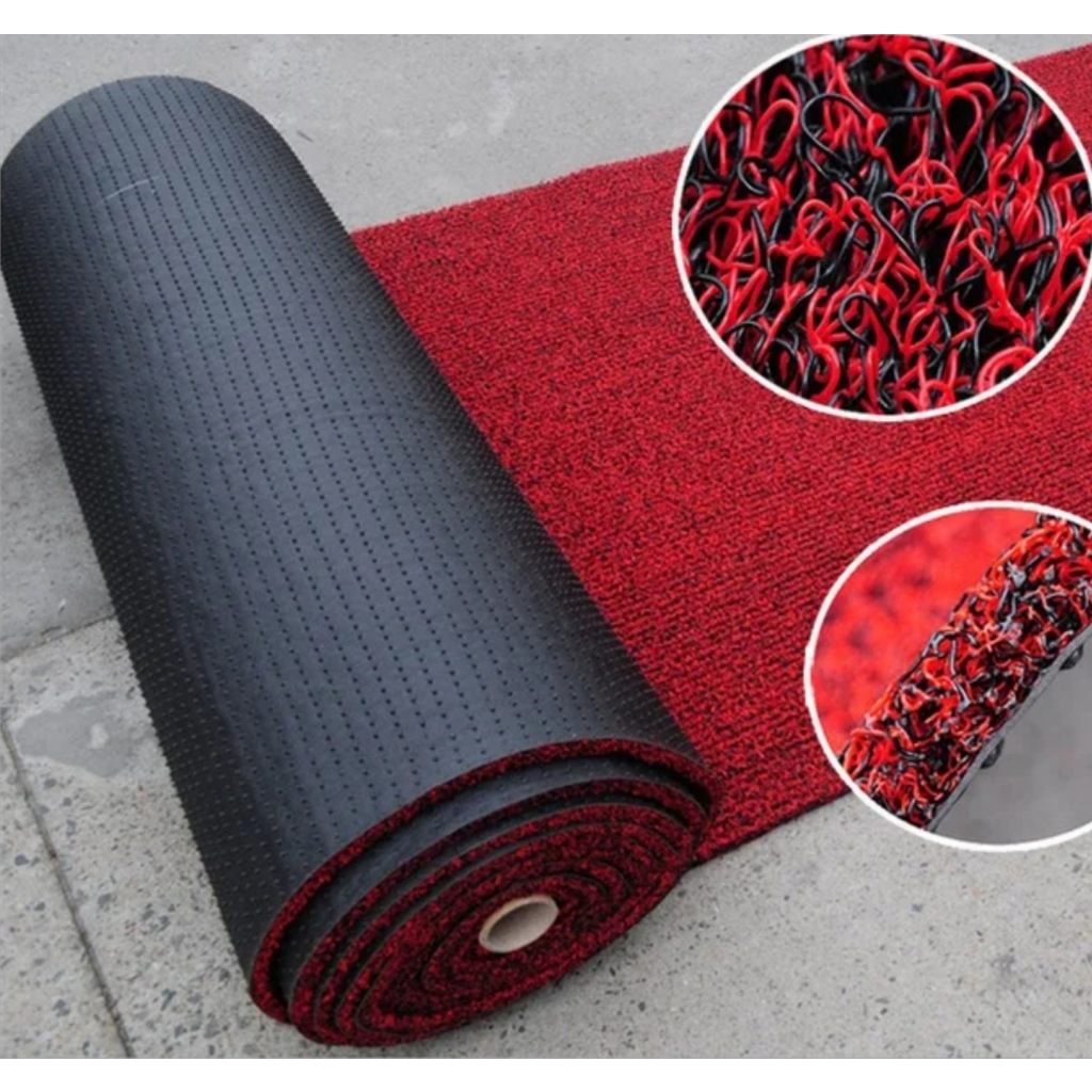 Spaghetti Coil Matting with spike Backing Red/Black 1m x 1m x 20mm ...