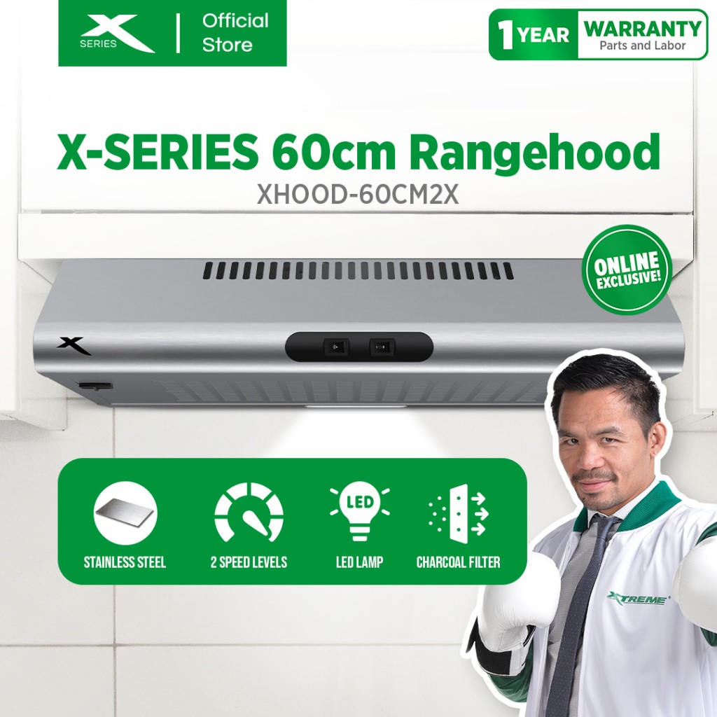 X-SERIES 60cm Rangehood Wall-mount Stainless 2-Speed Mechanical Control ...