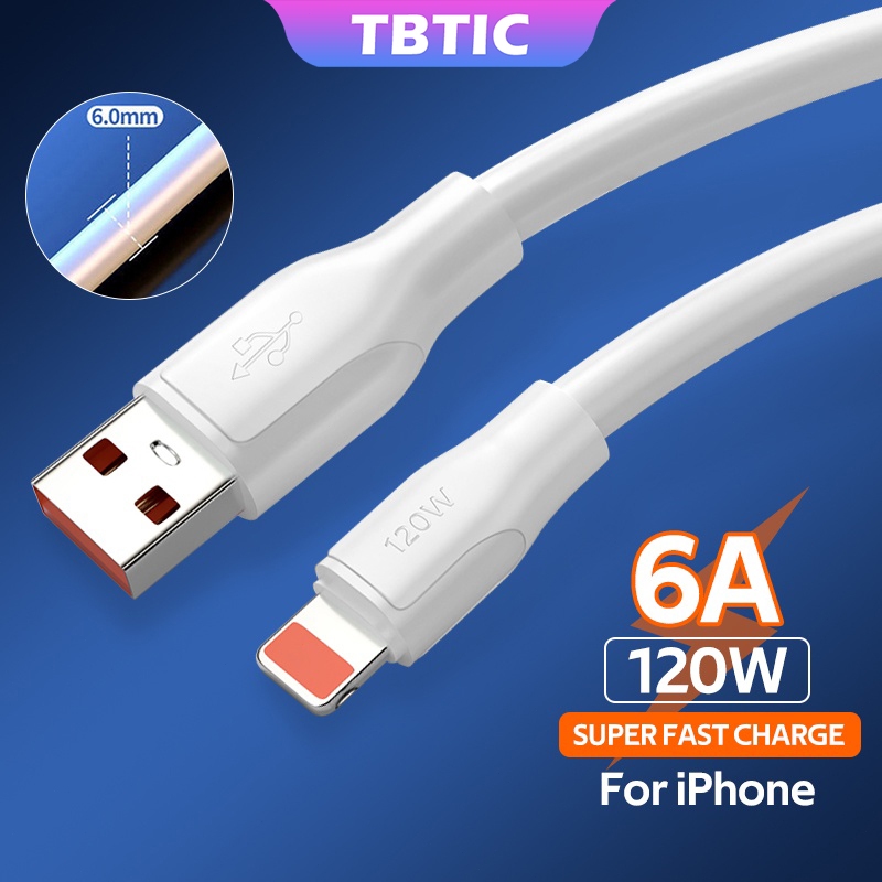 120W 6A Super Charge Fast Charing USB Cable Cable Compatible For iPhone ...