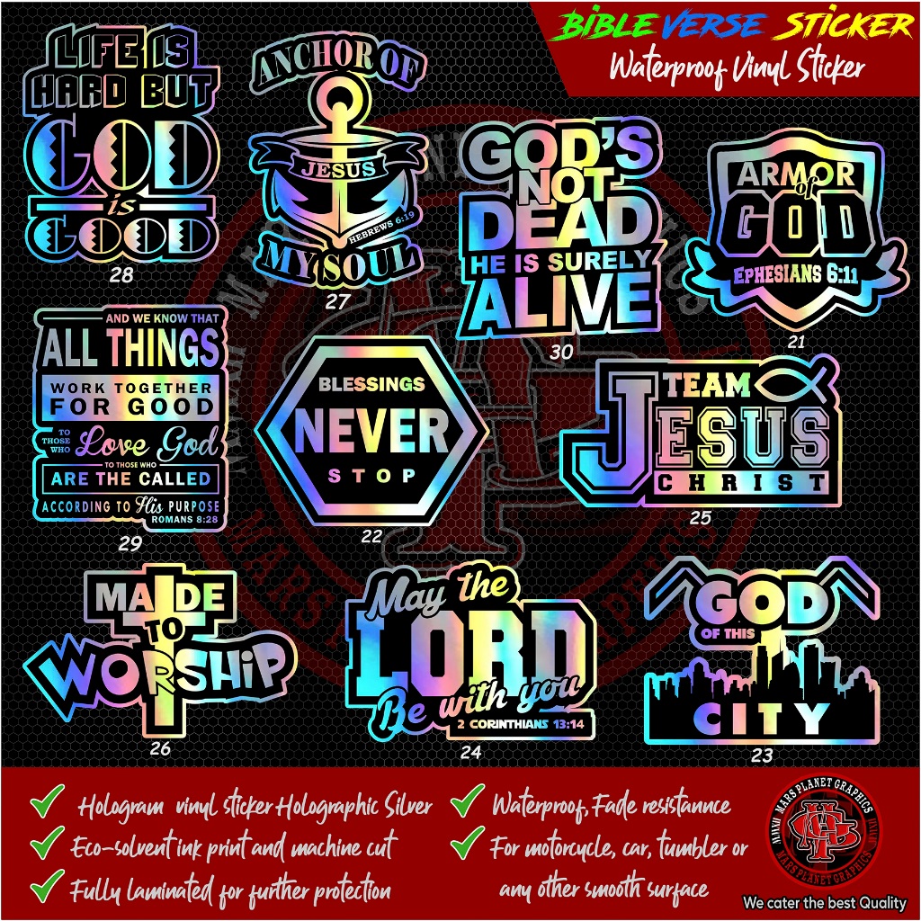 BIBLE VERSE RELIGIOUS CHRISTIAN STICKER DECAL Waterproof Laminated ...