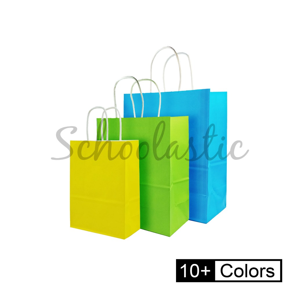 12 pcs Color Paper Bag Kraft Paper Bag Gift Bag (12pcs/pack) | Shopee ...