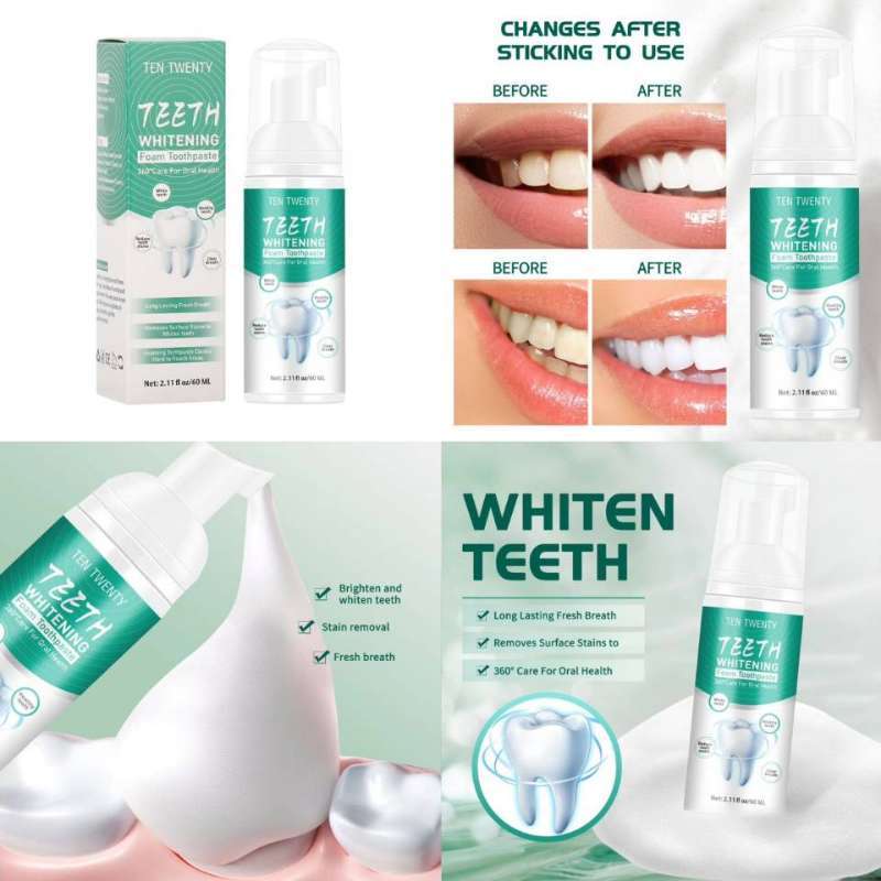 Available Ten Twenty TEETH Whitening Foam Toothpaste for Oral Health ...