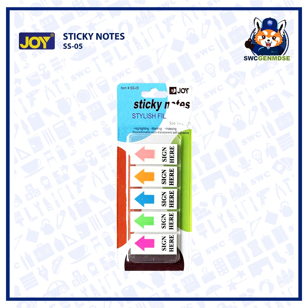 JOY Sign Here Sticky Notes | Stylish Film Index | See Through | Shopee ...