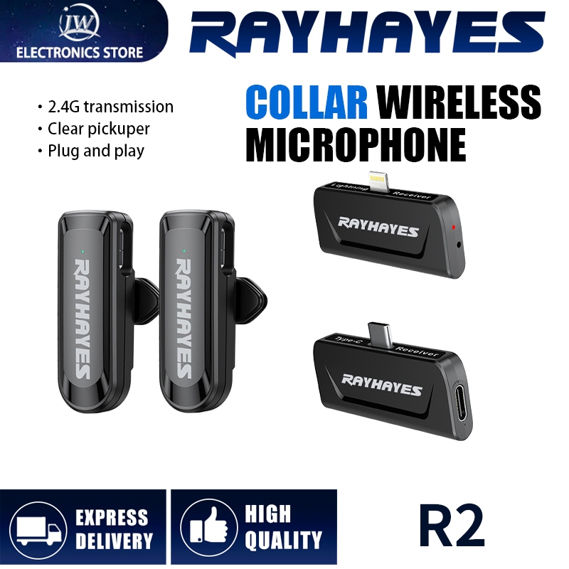 R1/R2/R2s Wireless Lapel Microphone Portable Noise Canceling Phone Vlogging Mini Microphone ...