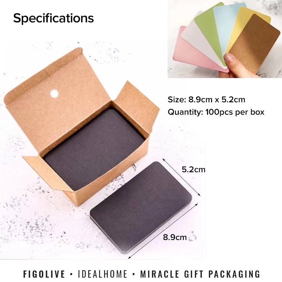 100 Sheets Boxed Solid Color Kraft Cards Student Portable Blank Word ...