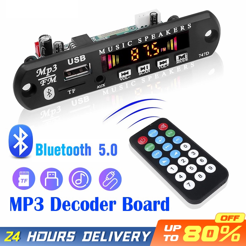 Wireless Bluetooth 5.0 Decoder Board DC 9V 12V MP3 Audio Module USB TF Radio with Audio ...