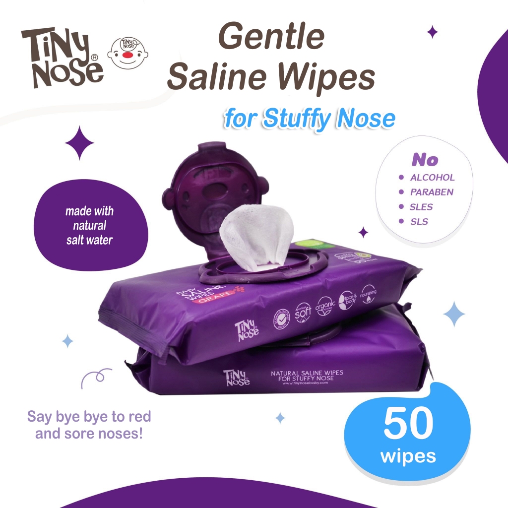 Tiny Nose Natural Saline Baby Wet Wipes - Dissolves and Clears Nasal ...