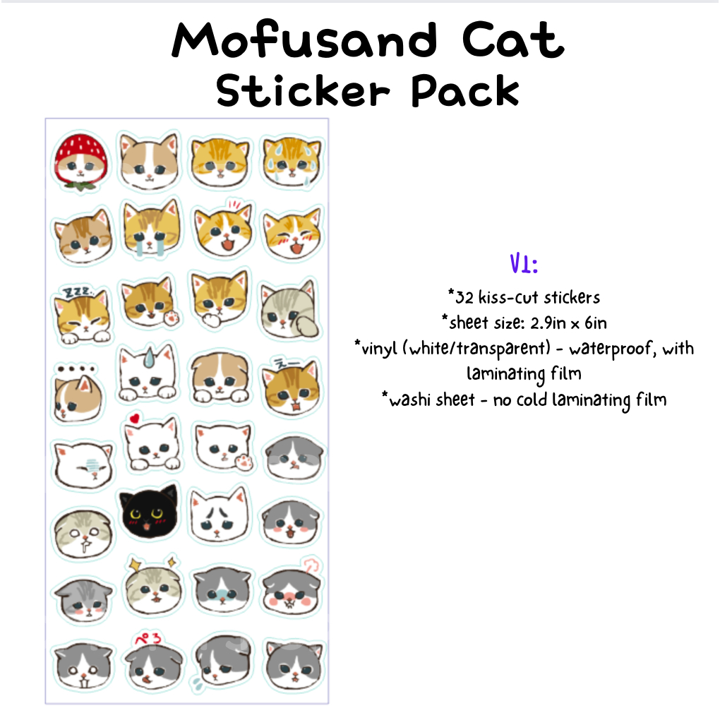 Mofusand Cat Sticker Pack Cute Deco Aesthetic Fanmade Mofu mofu | Shopee Philippines