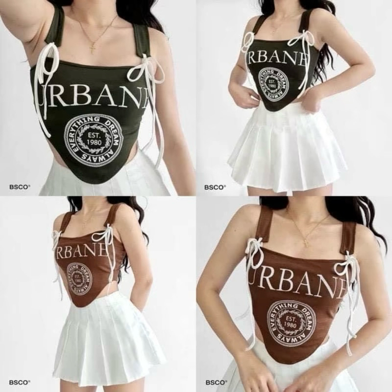 NEW URBAN PRINT STRING TIES CROPTOP | Shopee Philippines