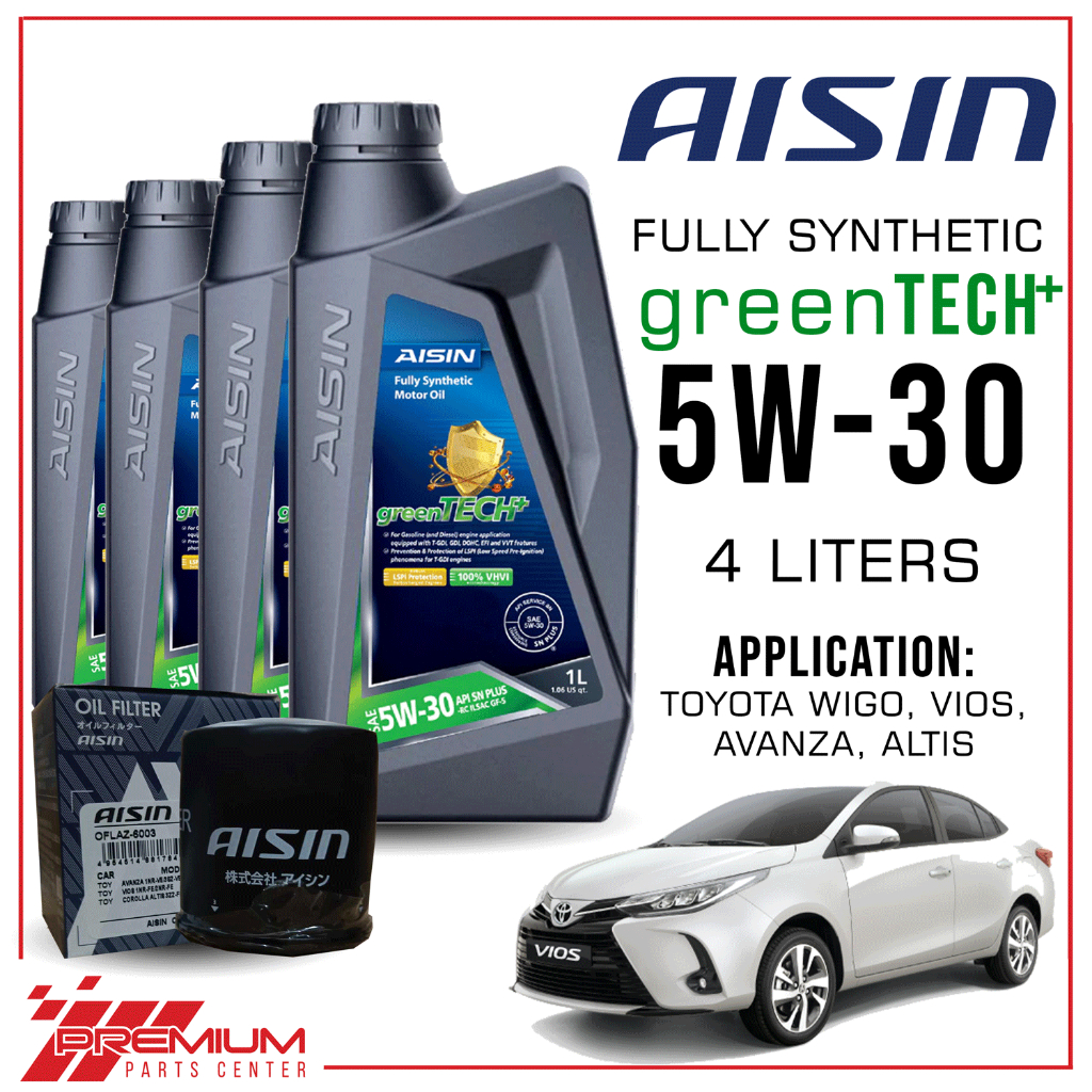 AISIN greenTECH+ 5W-30 Fully Synthetic Engine Oil 4 Liters (Liters Size ...