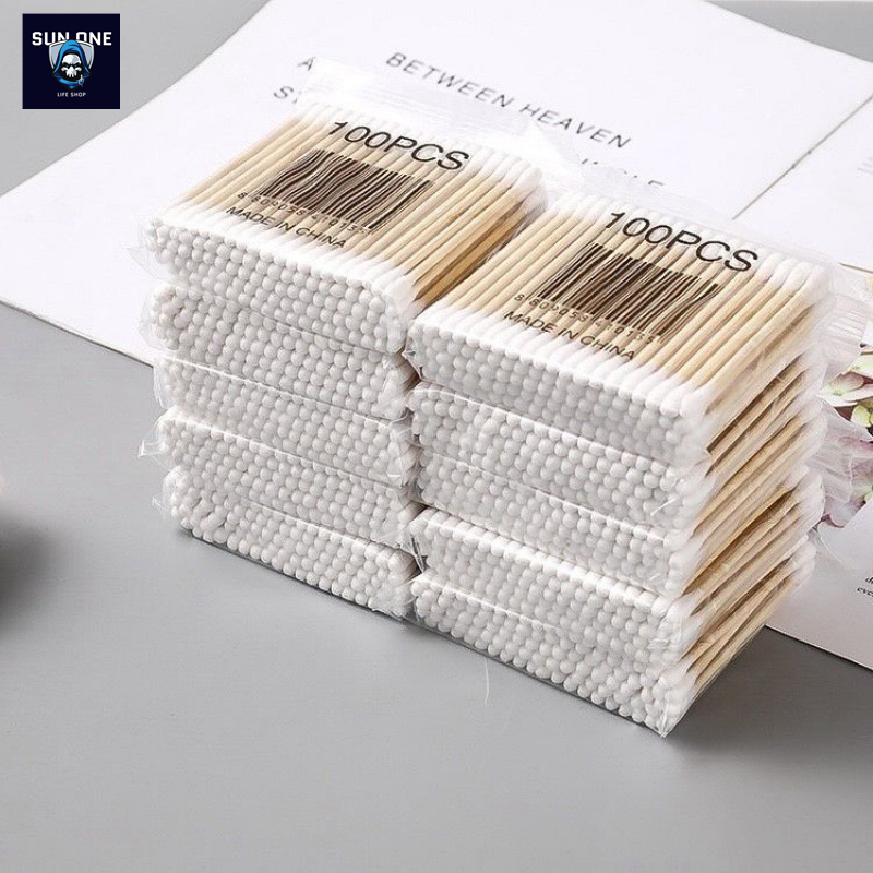 100PCS Cotton Swabs Wood Cotton Swab Applicator Stick | Shopee Philippines