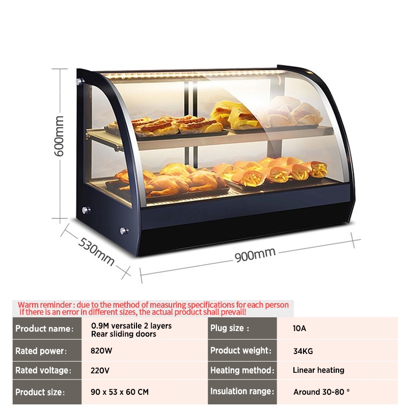Kingkong 0.9M insulation display case commercial for egg tart burger ...