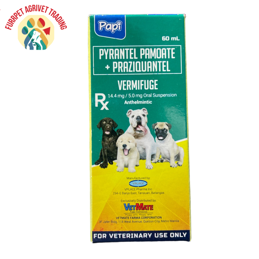 Papi Vermifuge Suspension Dewormer 60ml Liquid Syrup Meds for Dogs No ...
