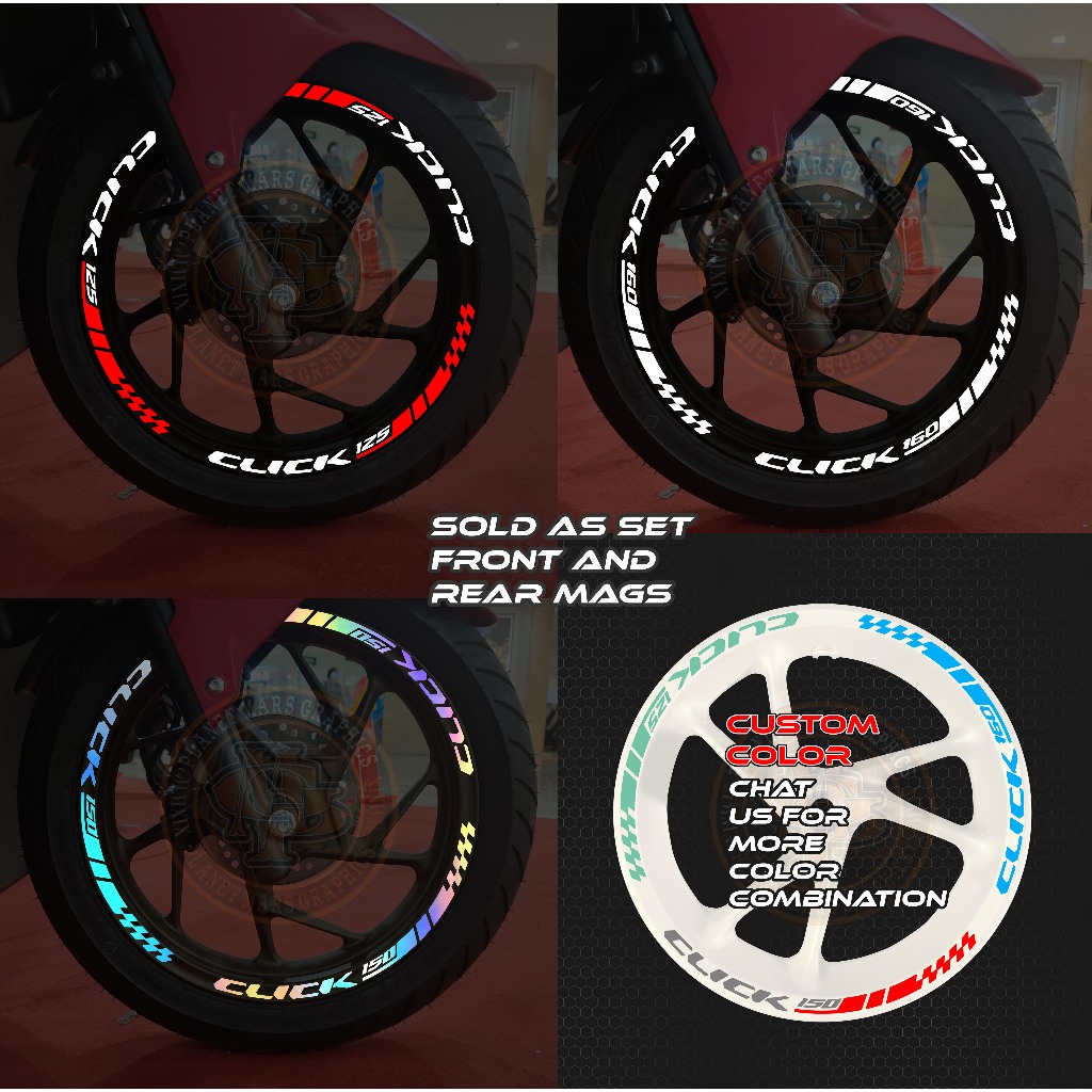 HONDA CLICK Mags 125 150 16O Sticker Decal Set for Front and Rear Wheel ...