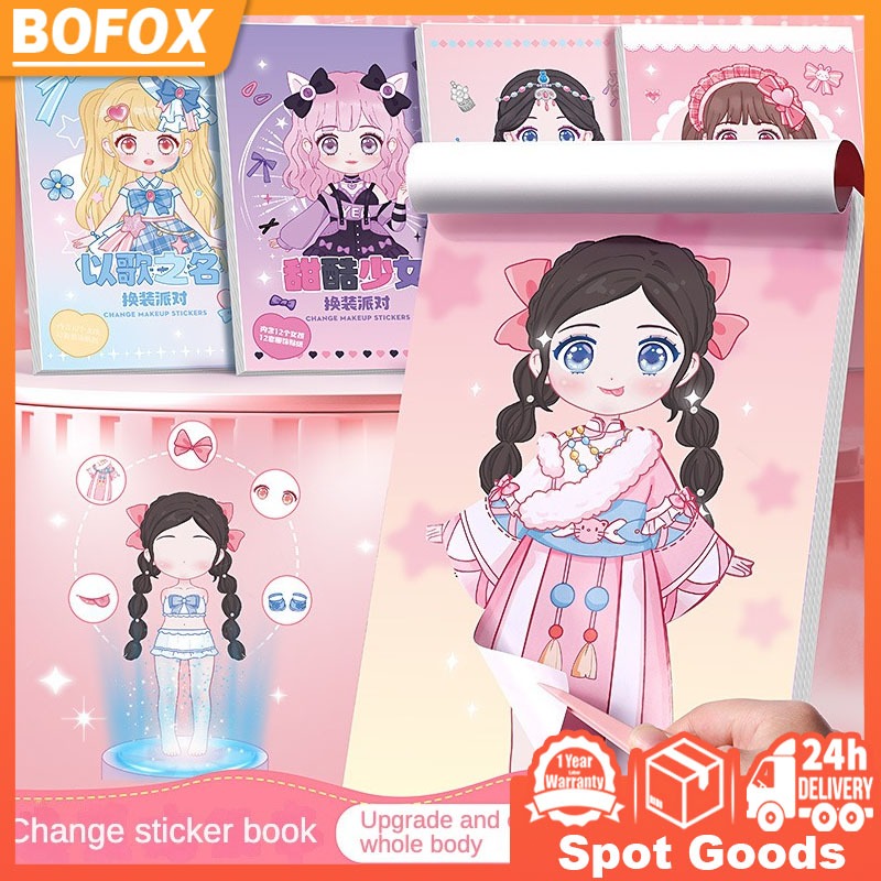 Ready Stock Sticker Book Stickers Paper Doll Dress Up Whole Body Dress ...