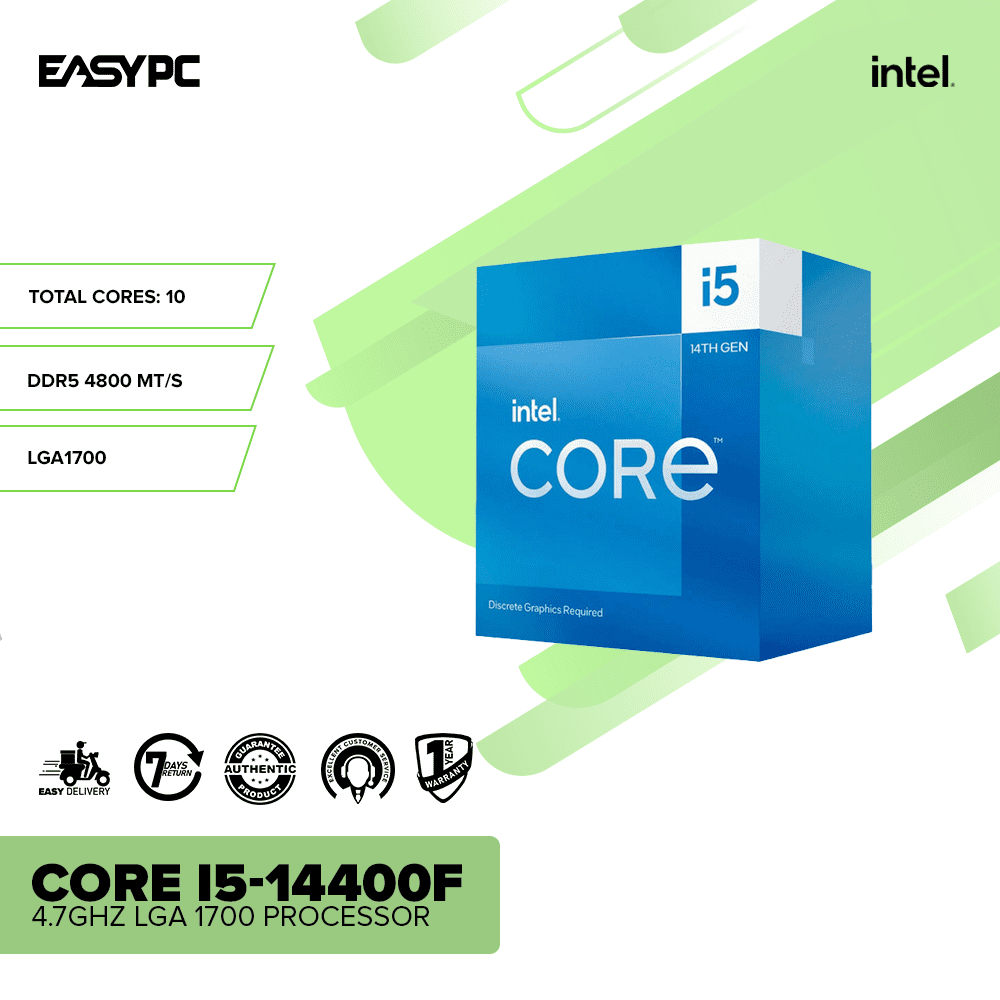 EasyPC| Intel Core i5-14400F/i5-14400 4.7GHz LGA 1700 intel Processor| 10 cores| 16 Threads ...