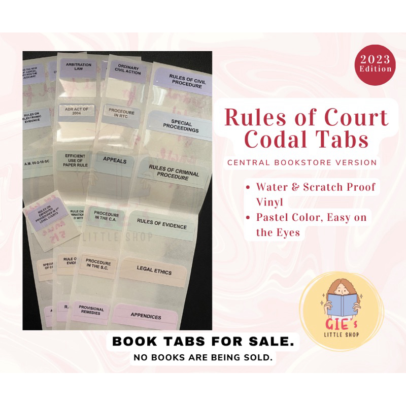 Rules of Court Codal Tabs Labels 2023 CENTRAL Codal Tabs Flags Stickers ...