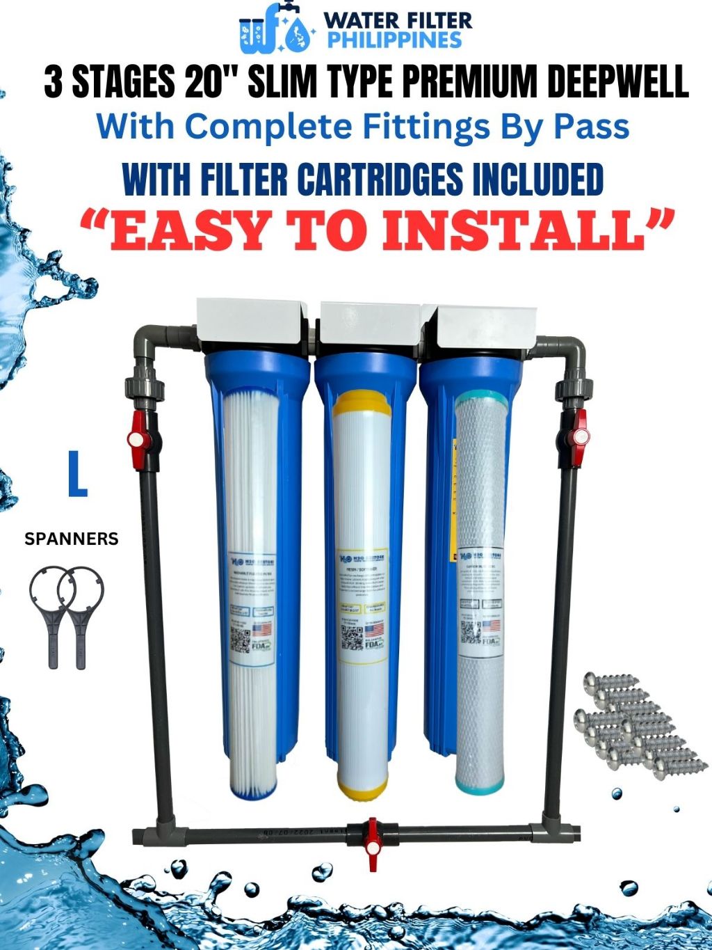 3 Stages Water Filter Deepwell Premium Heavy Duty Complete Set with PVC ...