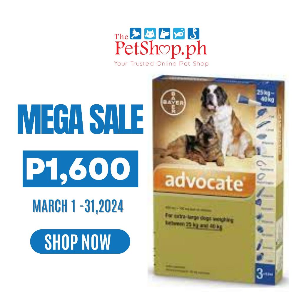 ADVOCATE Flea & Tick Spot On FOR XL Dogs 25KG TO 40KG (3 pipettes) June ...