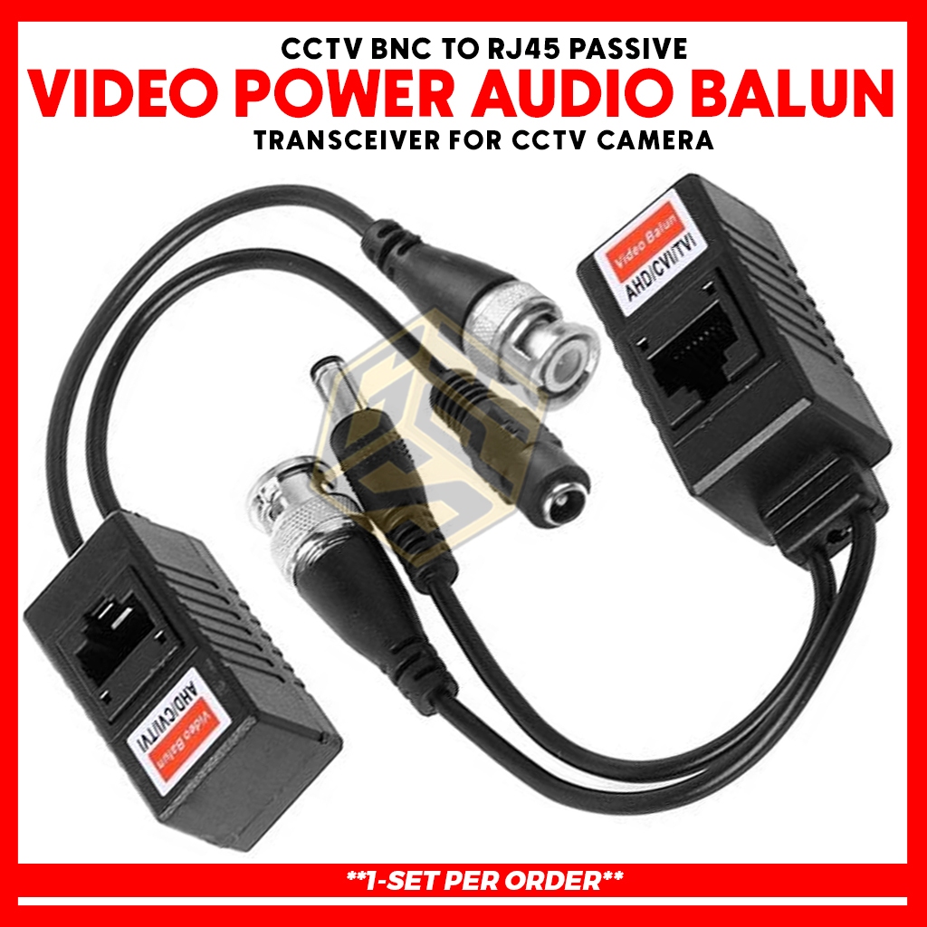 (1PAIR) CCTV BNC to RJ45 Passive Video Power + Audio Balun Transceiver for CCTV Camera | Shopee ...