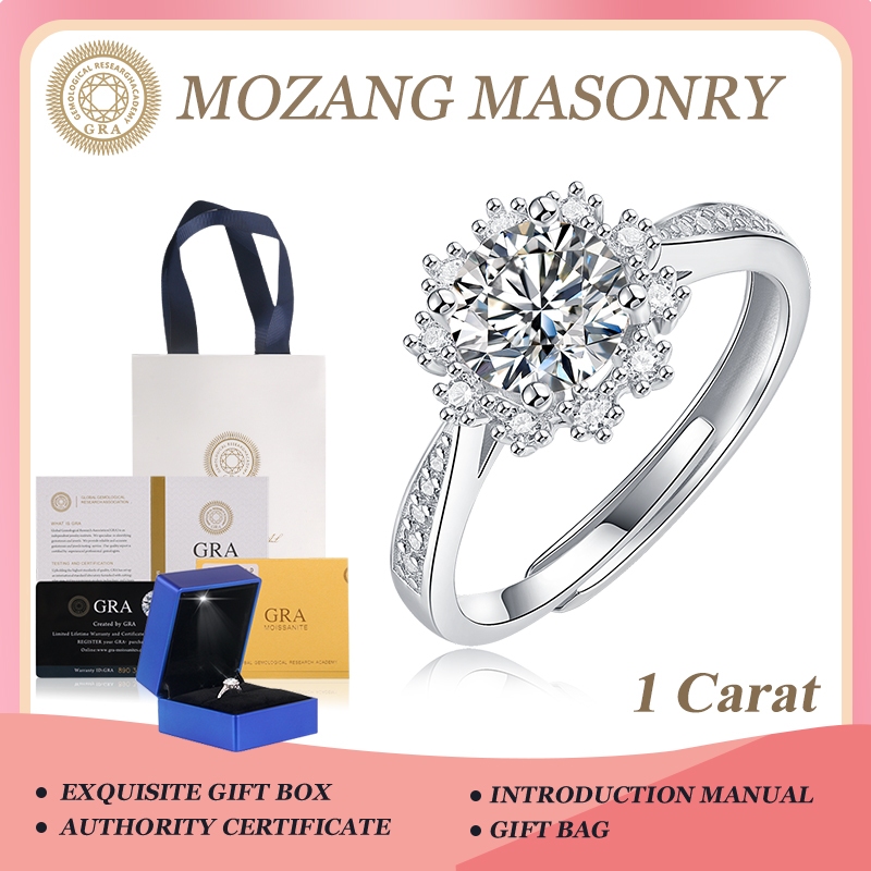 GRA Ring High Quality Moissanite Ring 1 Carat Sterling Silver Couple ...