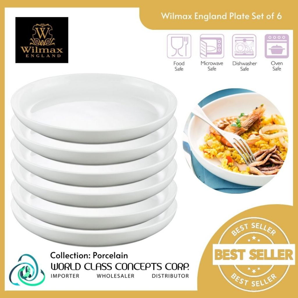 Wilmax England Porcelain Plate Dish Plate Bowl Platter 19 cm ( Set Of 6 ...