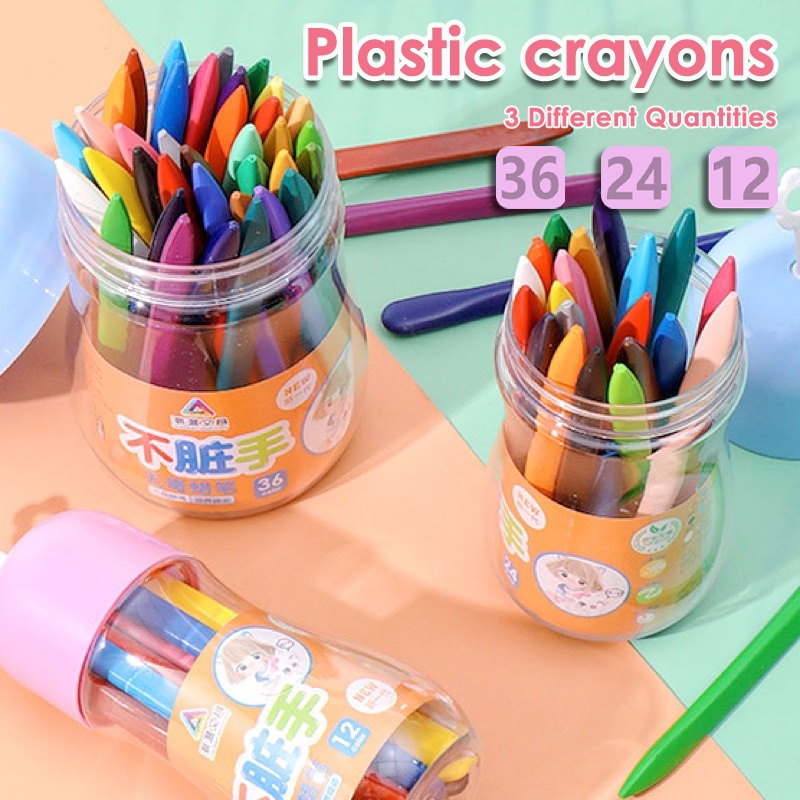 12/24/36 Colors Plastic Crayons Painting Safe Non-Toxic Not Dirty Hand ...