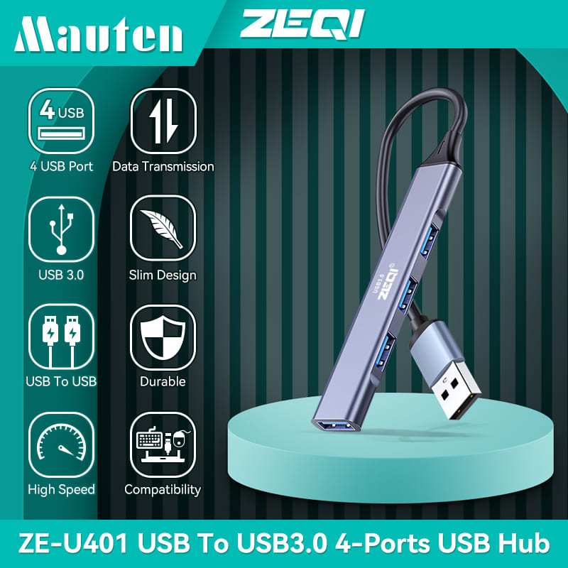 ZE-U401 USB To USB 3.0 Ultra Slim Quad Splitter 4 Port USB Hub | Shopee ...